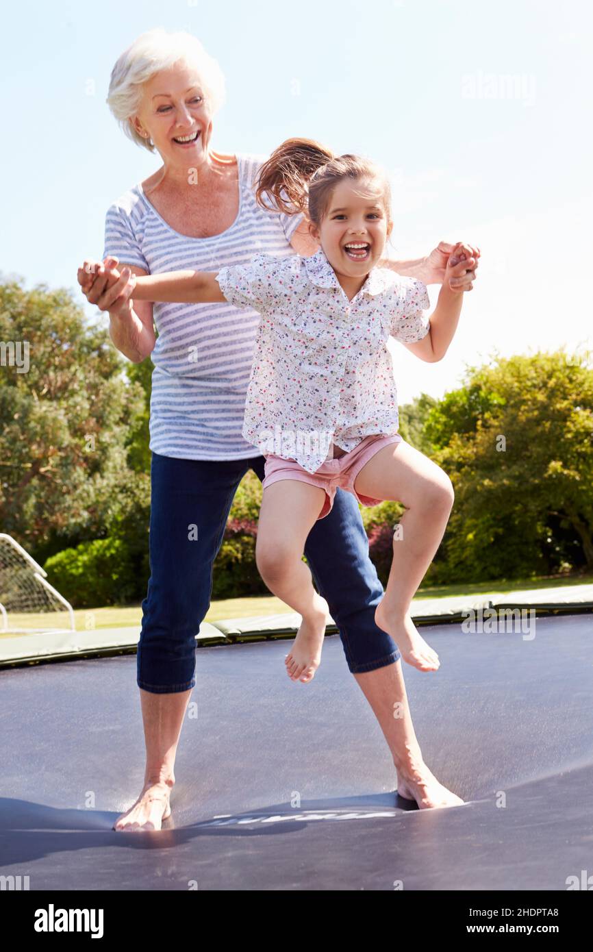 grandmother, bouncing, trampoline, grandchild, grandma, grandmothers ...