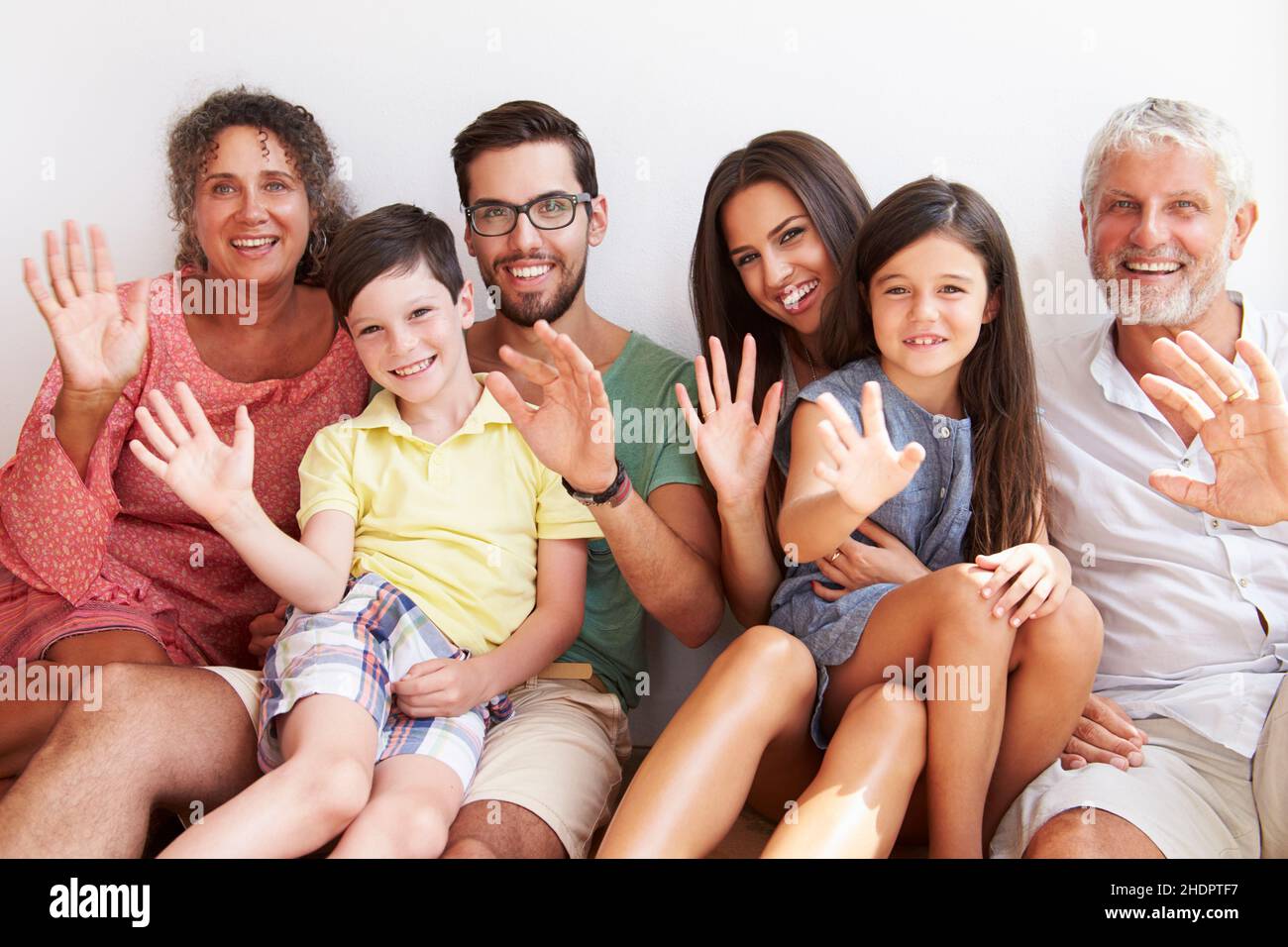 togetherness, family, waving, cohesions, families Stock Photo - Alamy