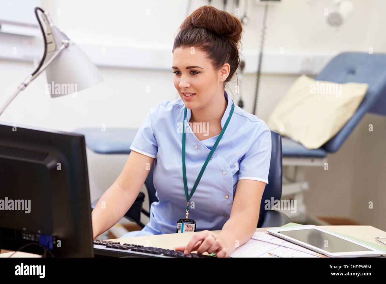 nurse, clinic, computer workstation, nurses, clinics, computer ...