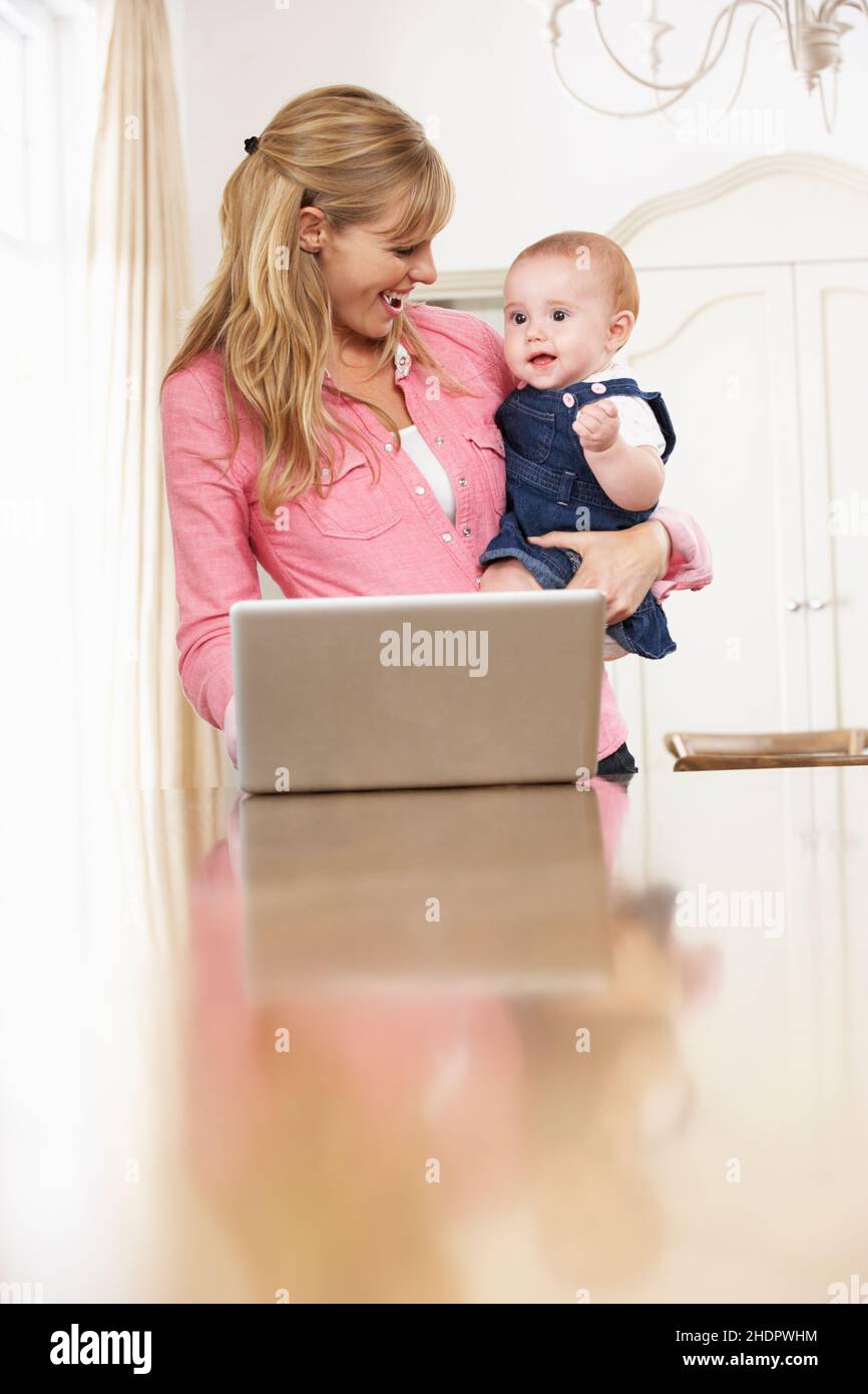 baby, mother, laptop, multi tasking, babe, babies, human babies, mom ...