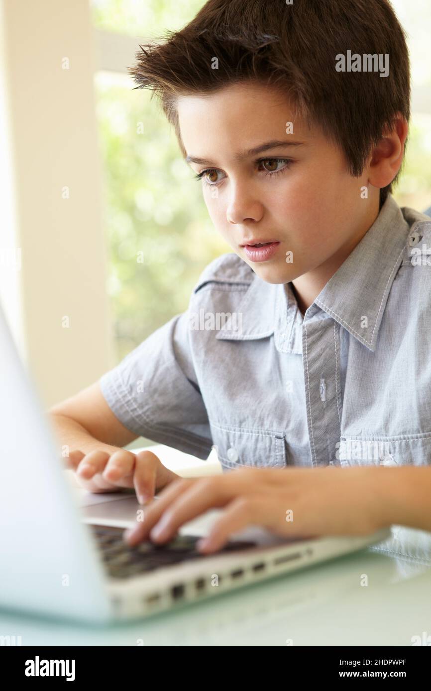 boy, laptop, chatting, boys, computer, computers, laptops Stock Photo ...