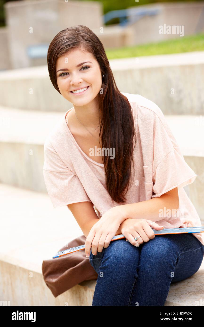 break, schoolgirl, schoolyard, breaks, rest, resting, girl, girls ...