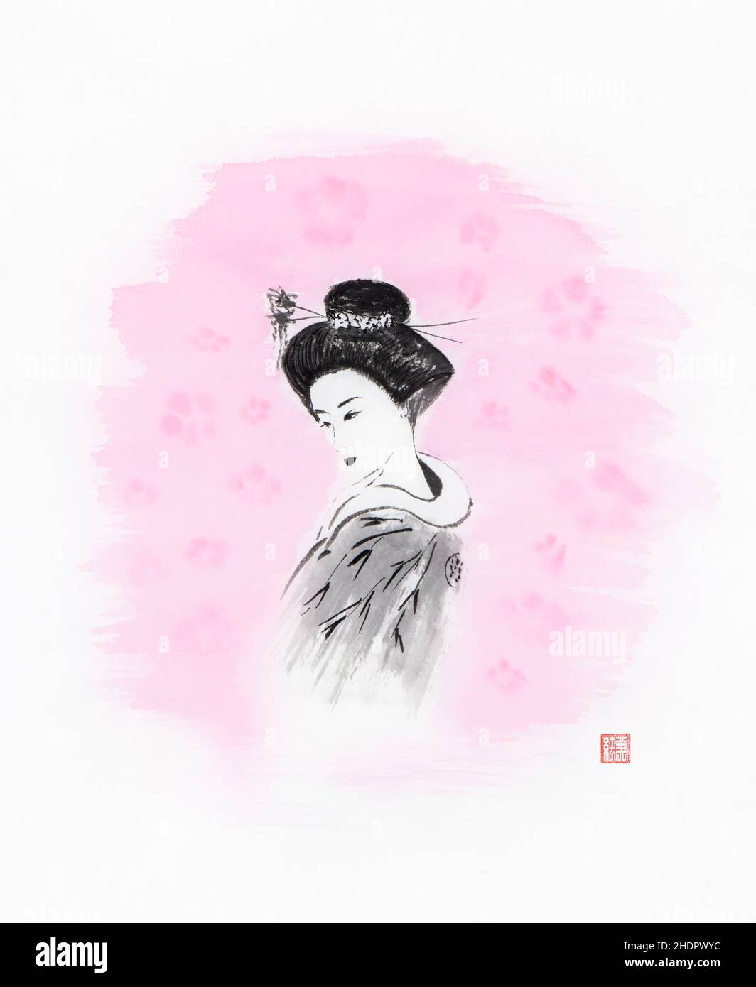 Side view beautiful chinese girl kimono hi-res stock photography and ...