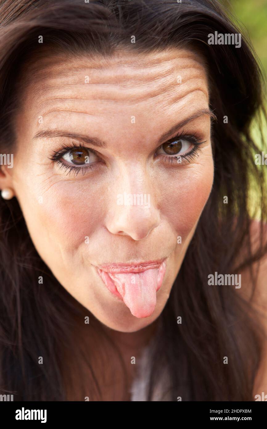 woman, sticking out tongue, grimace, female, ladies, lady, women, poking tongues, sticking out ...