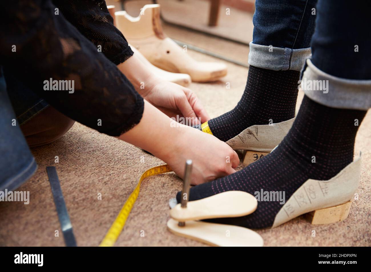 measuring, customization, shoemaker shop, customizations Stock Photo ...