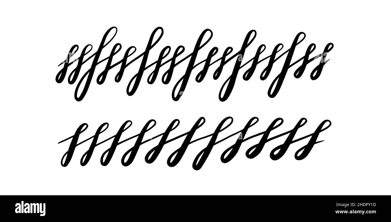 Lettering squiggles and swirls. Set of hand drawn calligraphic swirls ...