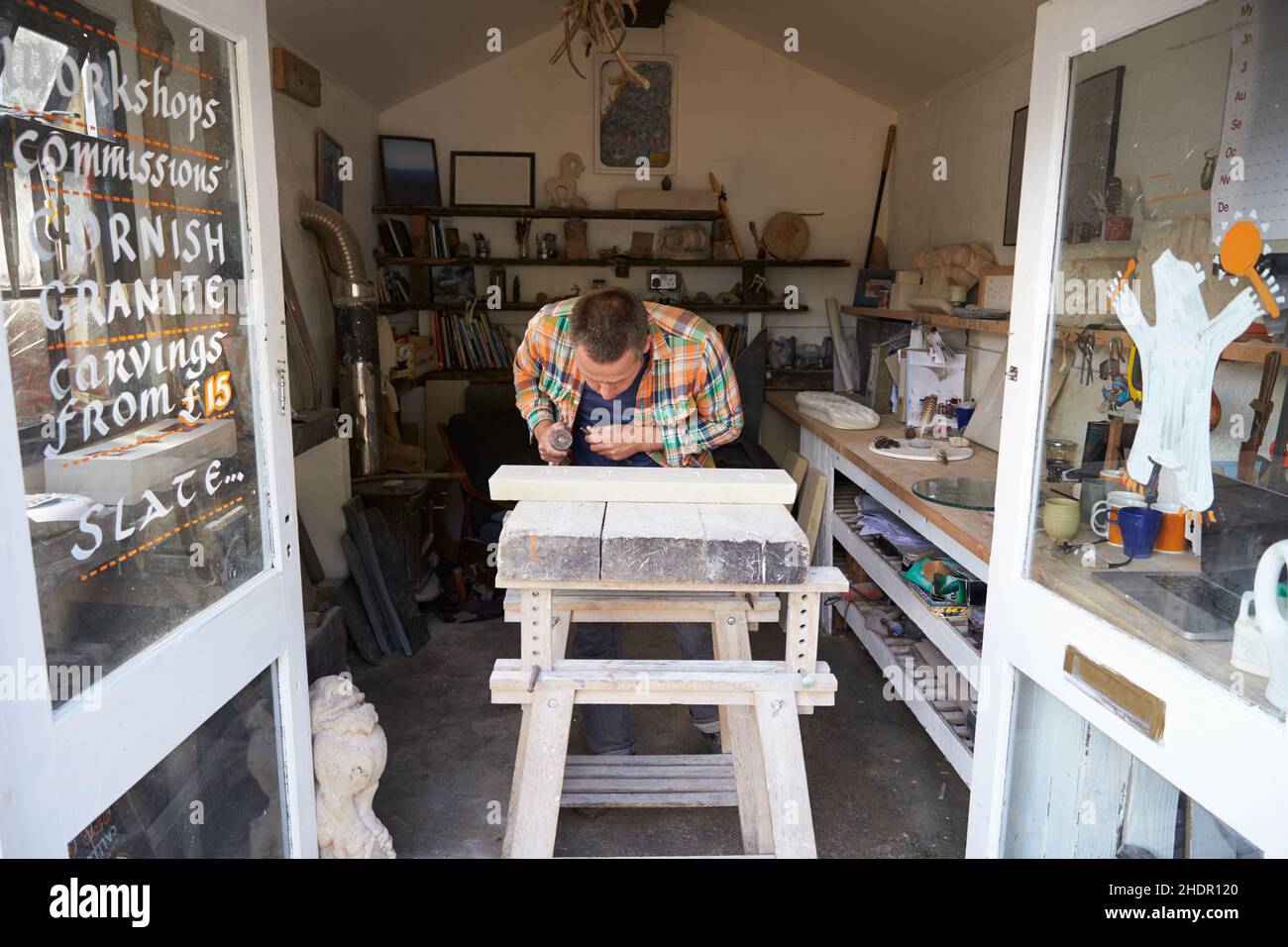 craftsman, workshop, mason, craftsmen, workshops, masons Stock Photo - Alamy