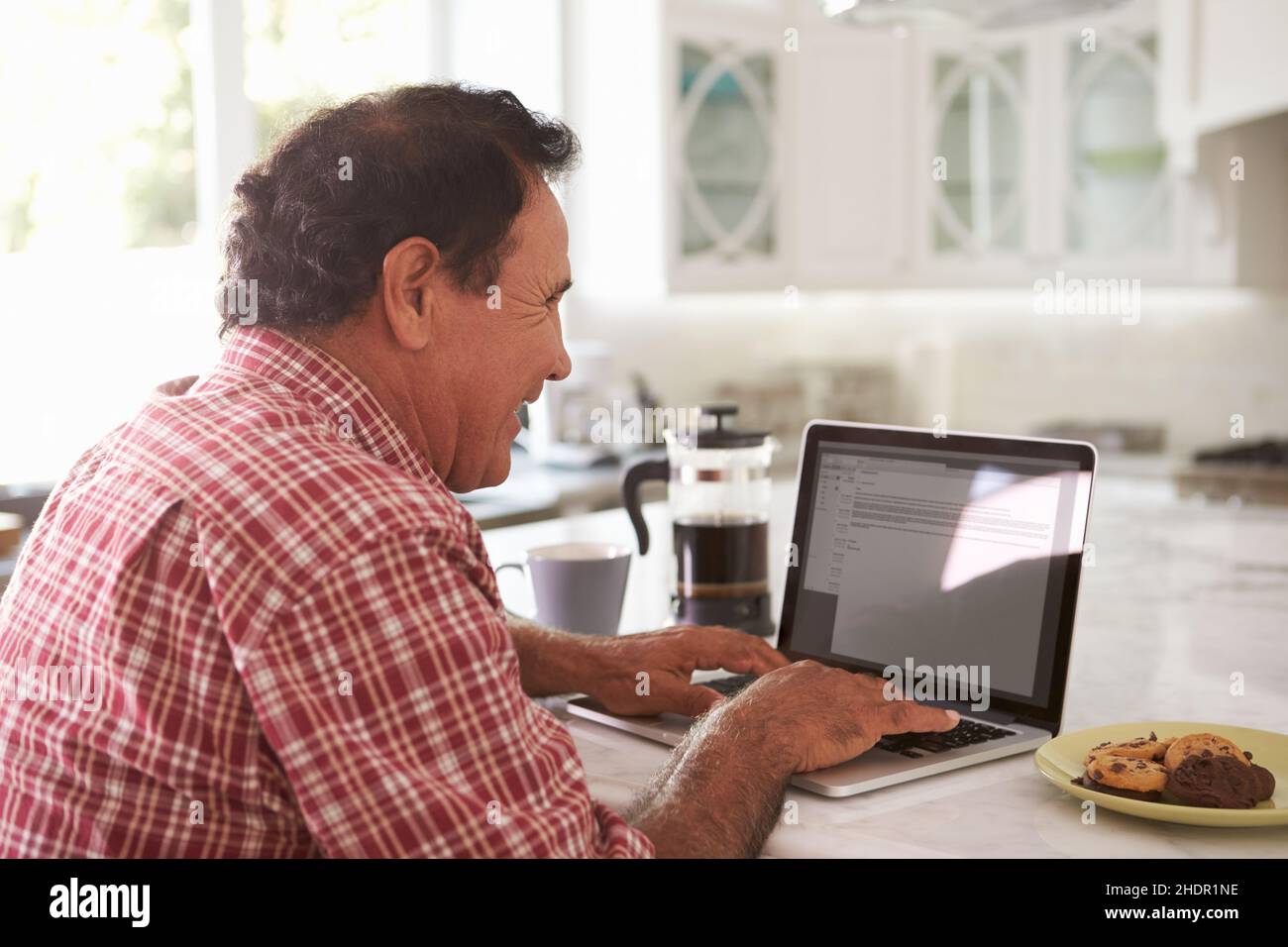 senior, writing, laptop, letter, elderly, old, seniors, computer ...