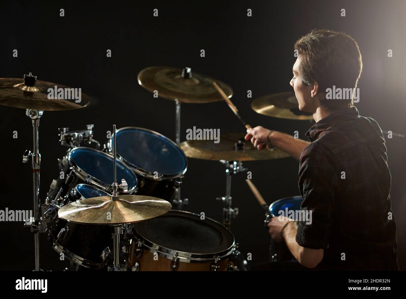 Rear view drummer playing drum hi-res stock photography and images - Alamy
