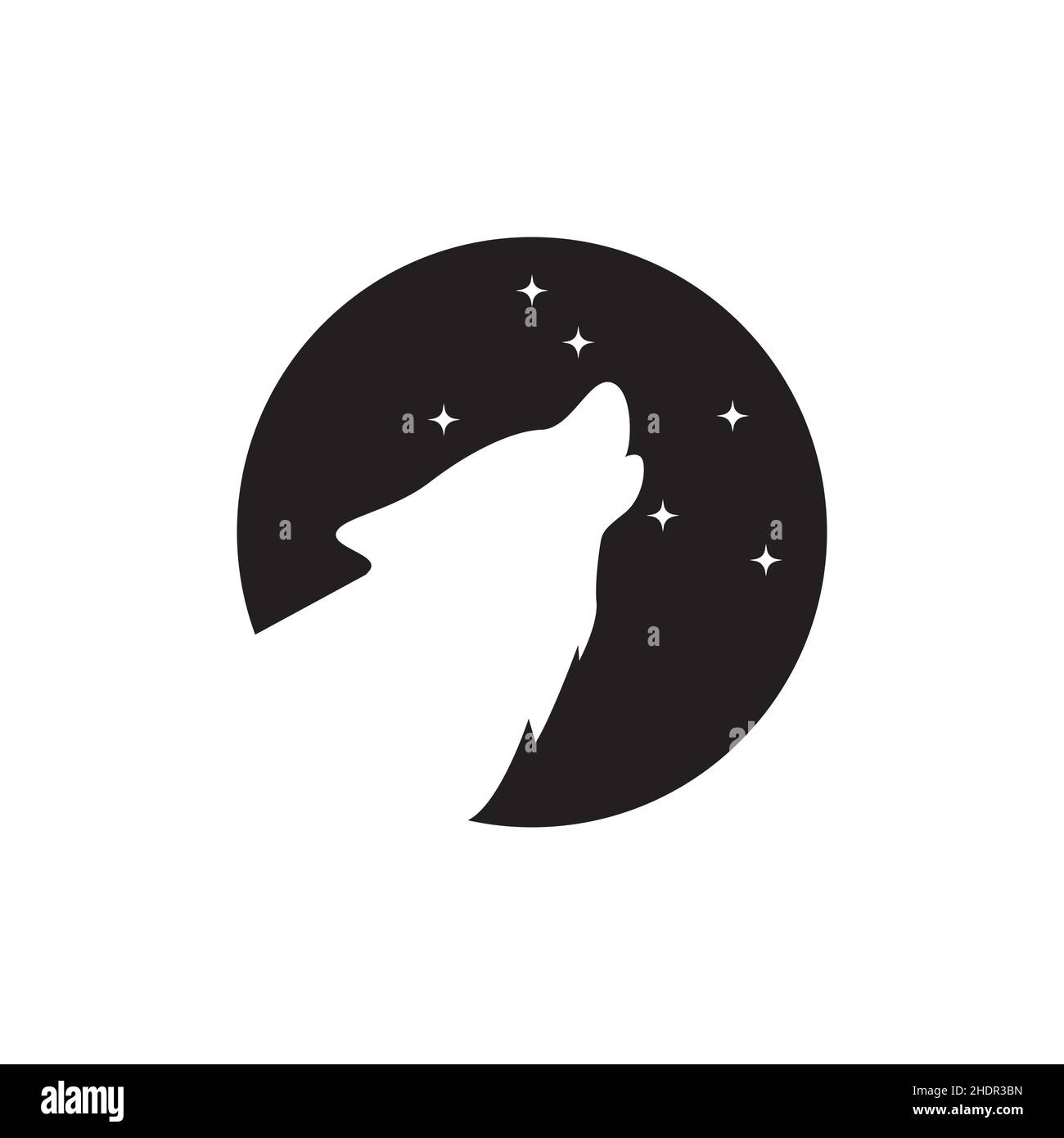 Silhouette wolf howling moon Cut Out Stock Images & Pictures - Alamy