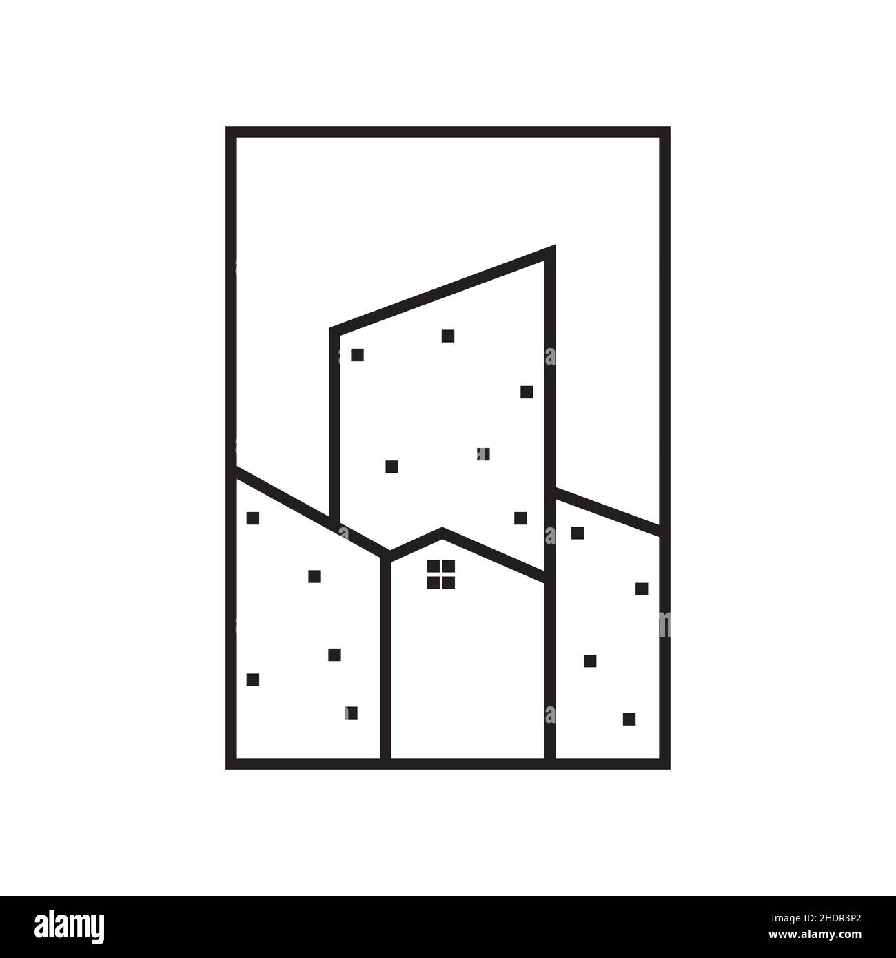 line frame with home building logo design vector graphic symbol icon ...