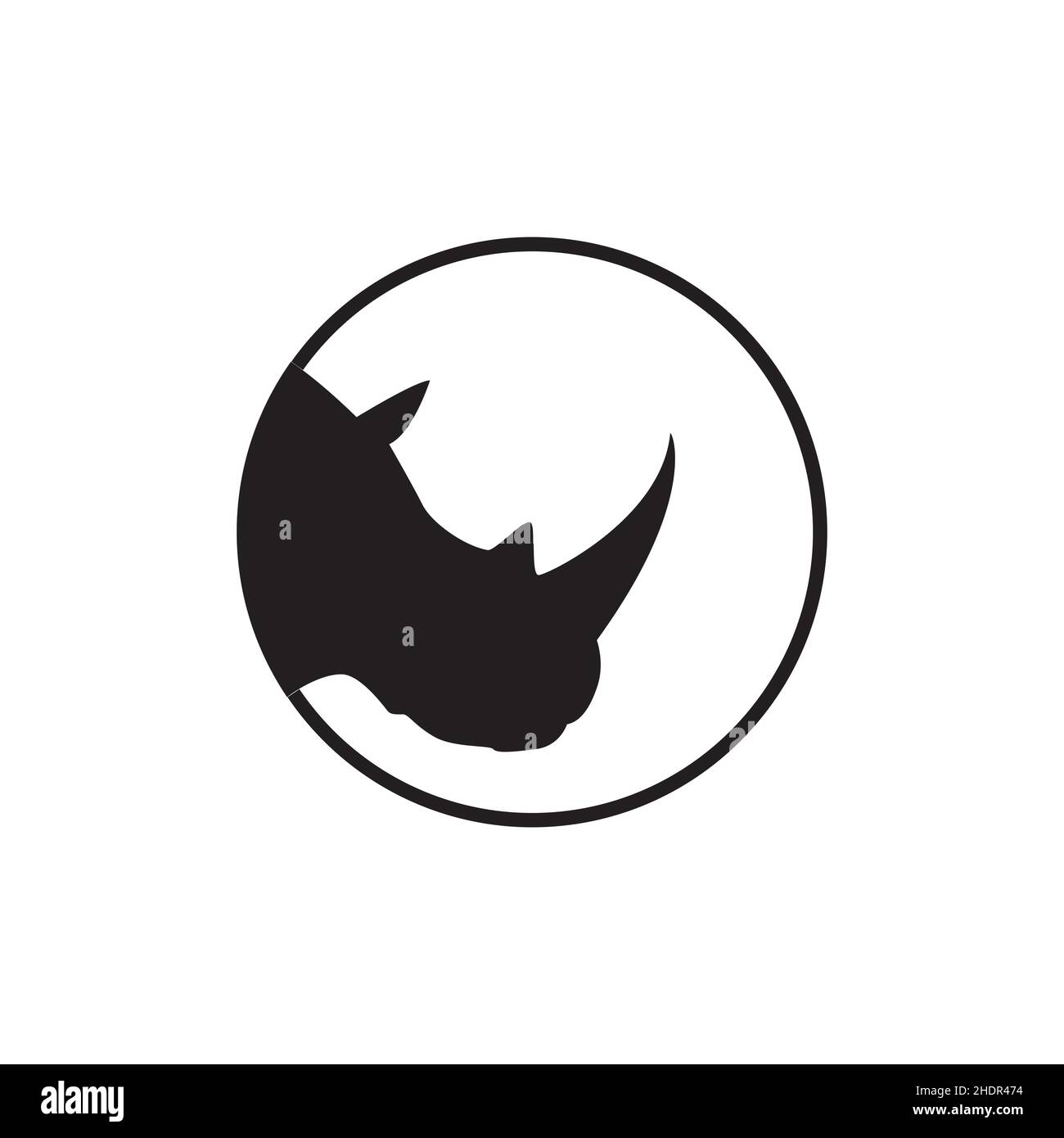 circle line with head rhinoceros logo design vector graphic symbol icon ...