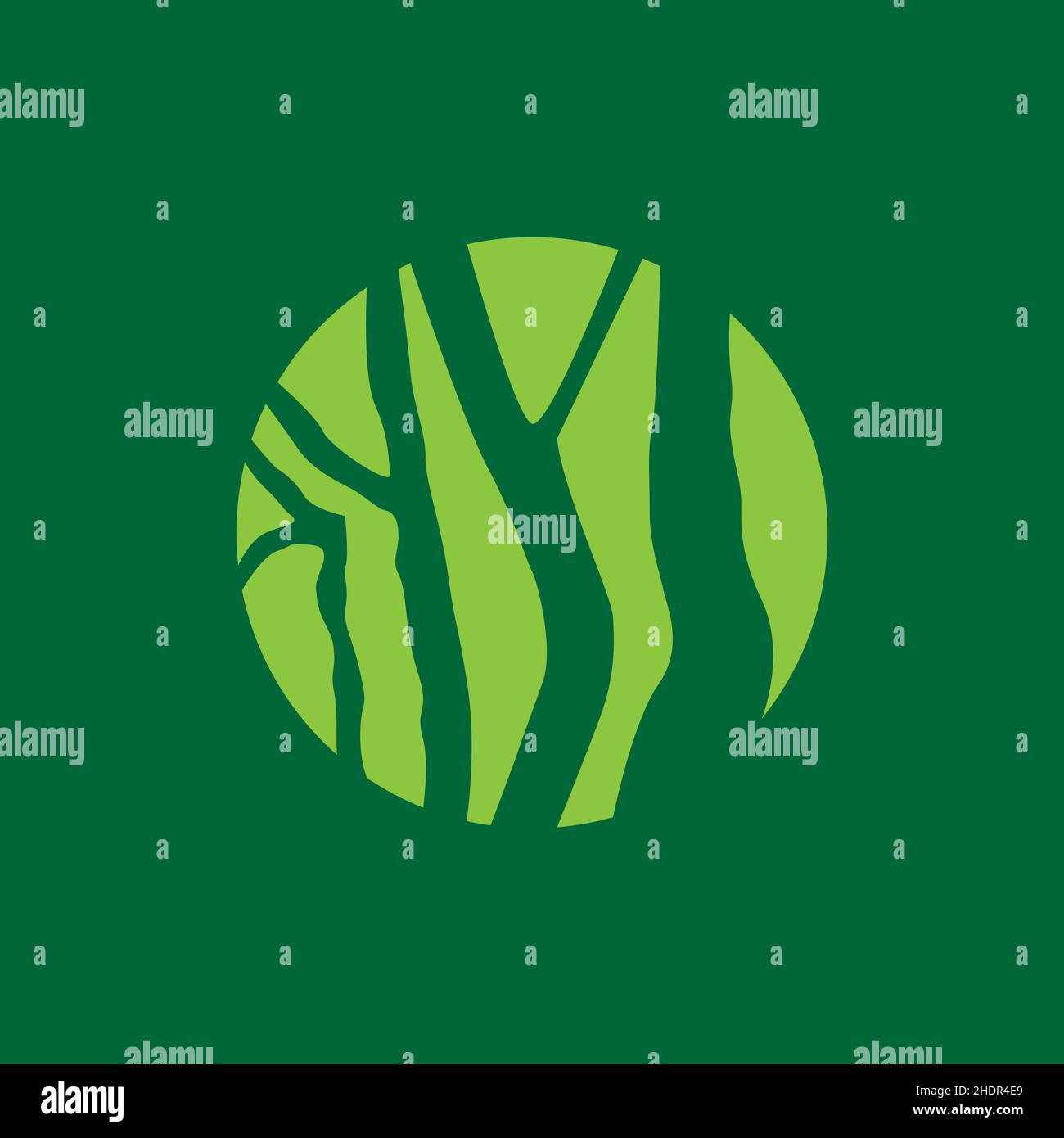 negative space circle with green trees forest logo design vector ...