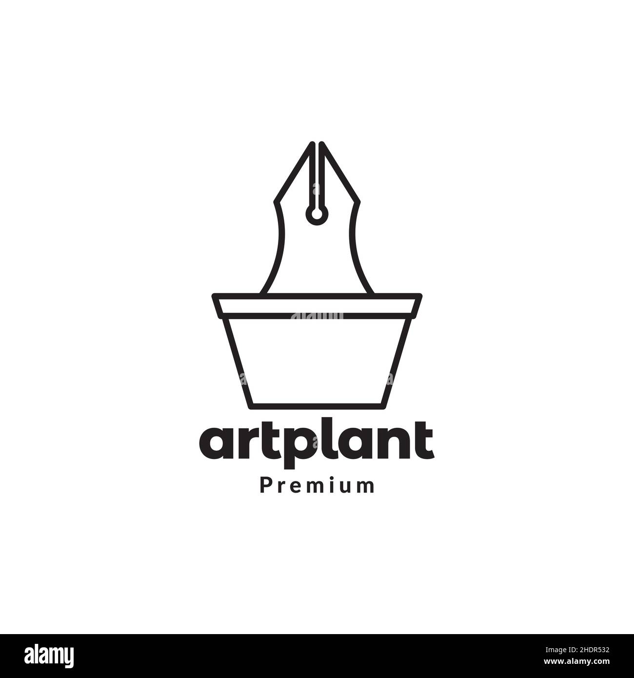 plant pot with pen art creative logo design vector graphic symbol icon ...