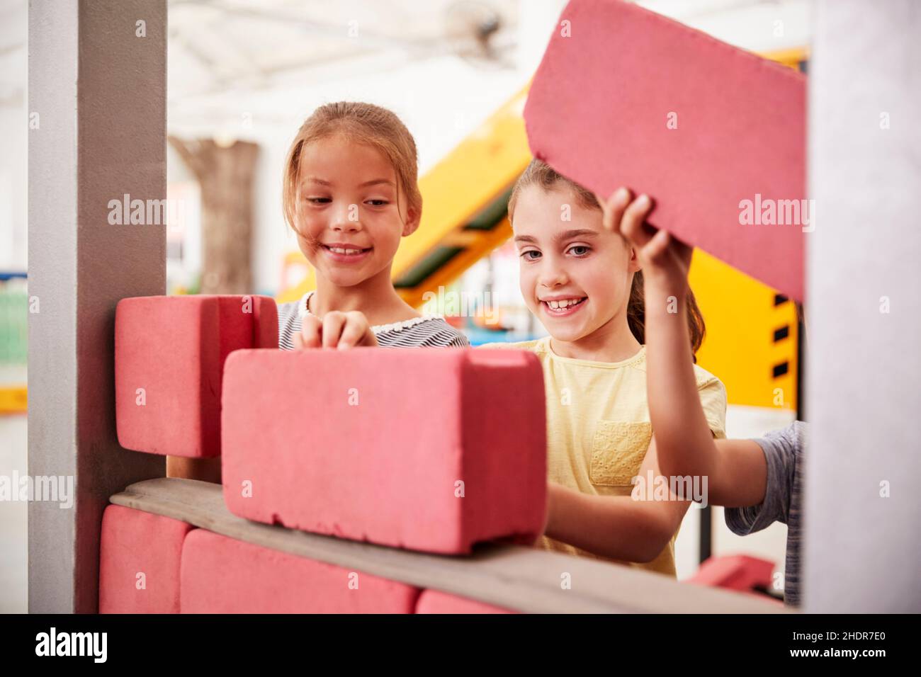 girl, building construction, bricks, construct, girls, building ...
