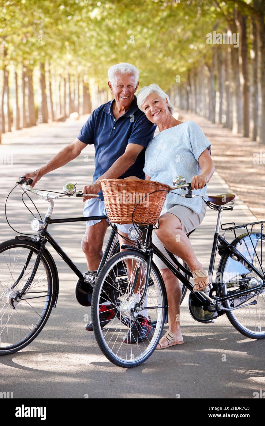 happy, cycling, together, older couple, happies, togethers, older ...
