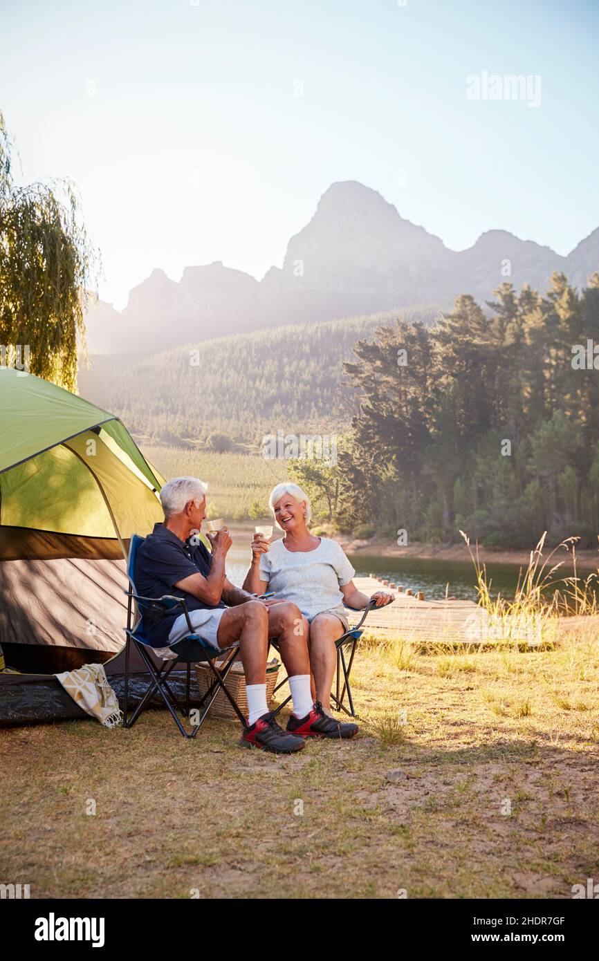vacation, relaxed, camping, older couple, vacations, relax, relaxation ...