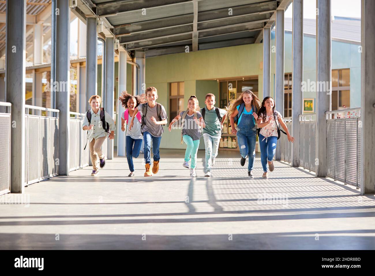 Kids outside school running hi-res stock photography and images - Alamy