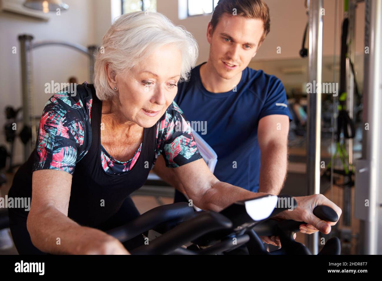 senior, gym, spinning, elderly, old, seniors, fitness club, fitness ...