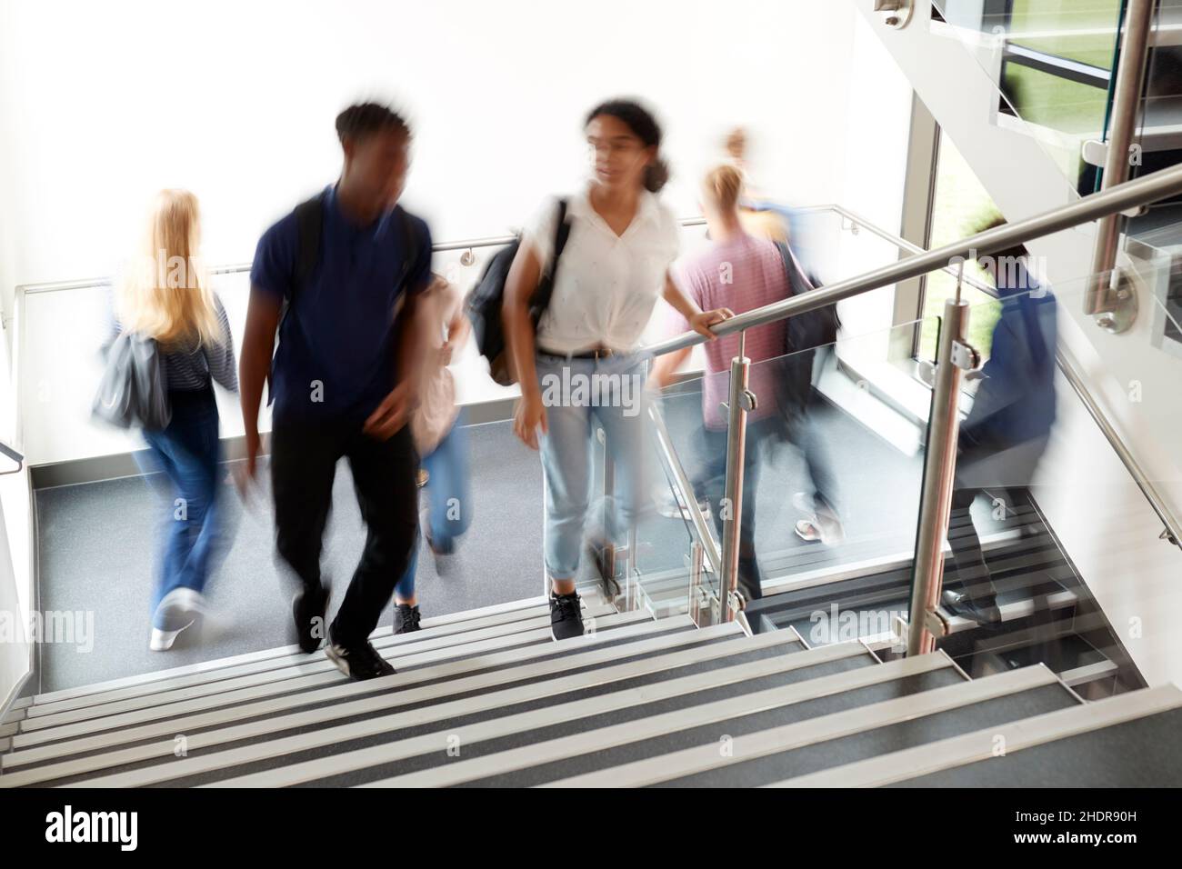 blurred motion, pupils, stairway, blur, blured, blurred motions ...