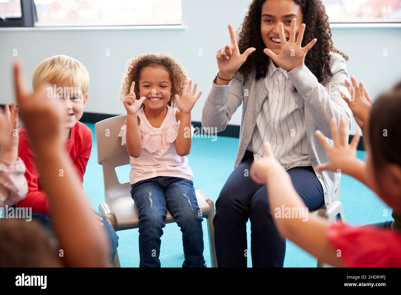 calculating, preschool, playfully, chair circle, kindergarten ...