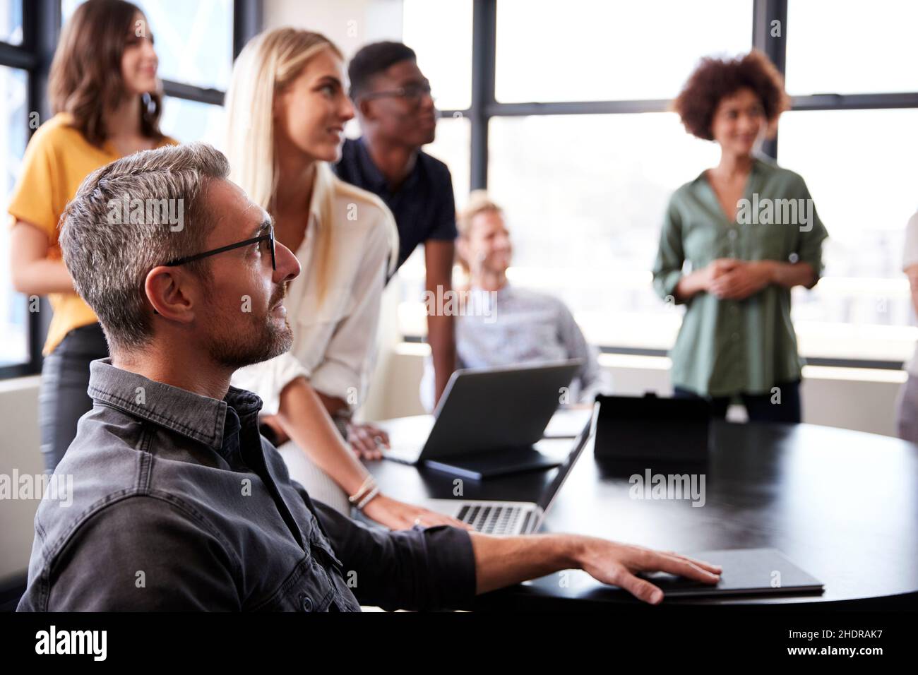 meeting, listening, colleagues, feedback, listener, colleague Stock ...