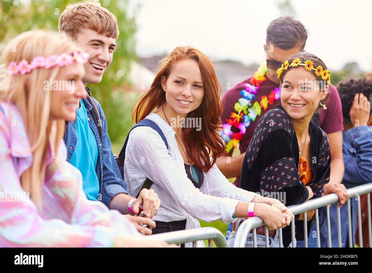 barrier, friends, festival goer, barriers, friend Stock Photo - Alamy
