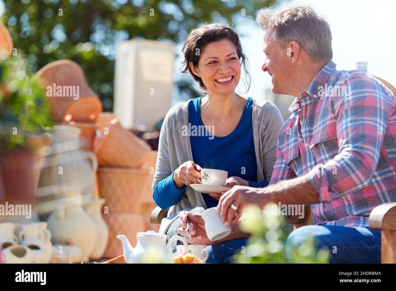 couple, garden, coffee drink, pairs, gardens, drinking coffees Stock ...