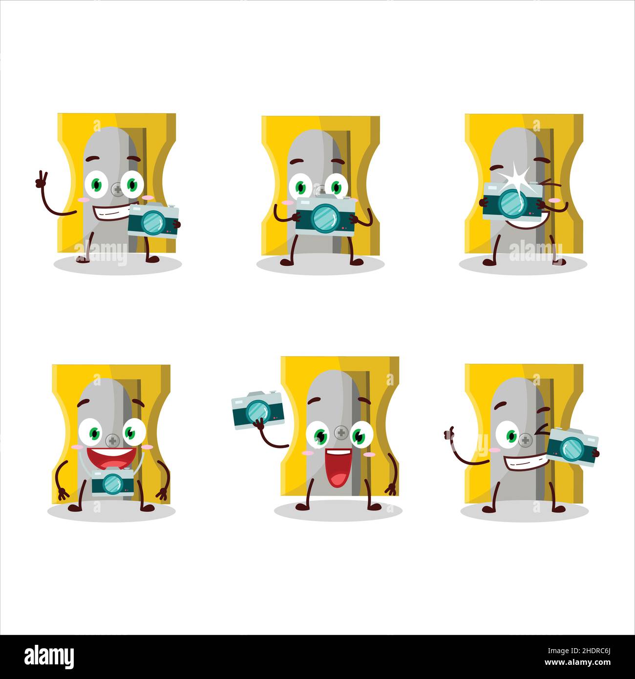 Photographer profession emoticon with yellow pencil sharpener cartoon ...