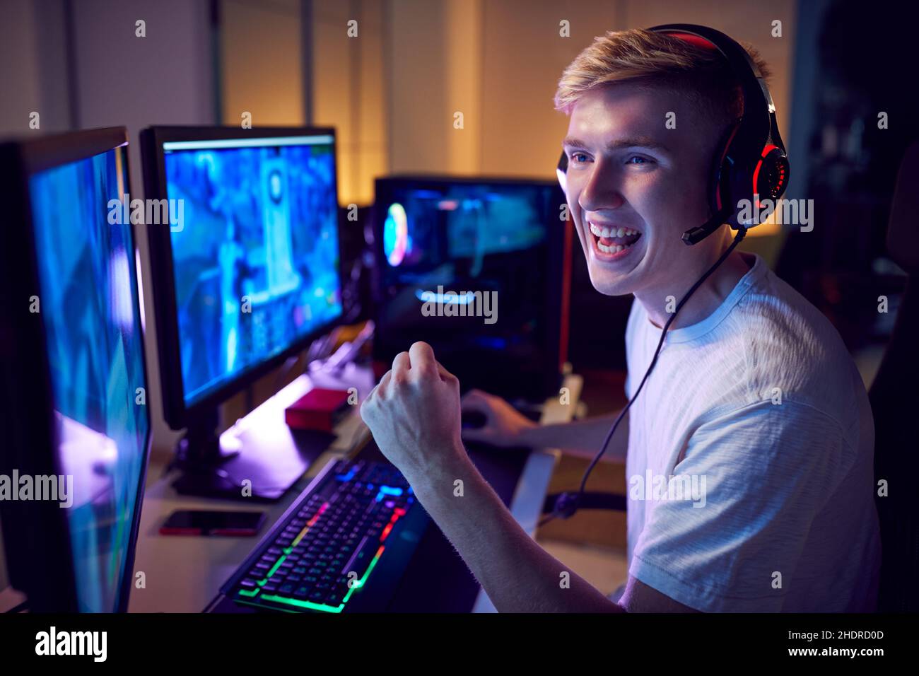 winning, cheering, gaming Stock Photo - Alamy