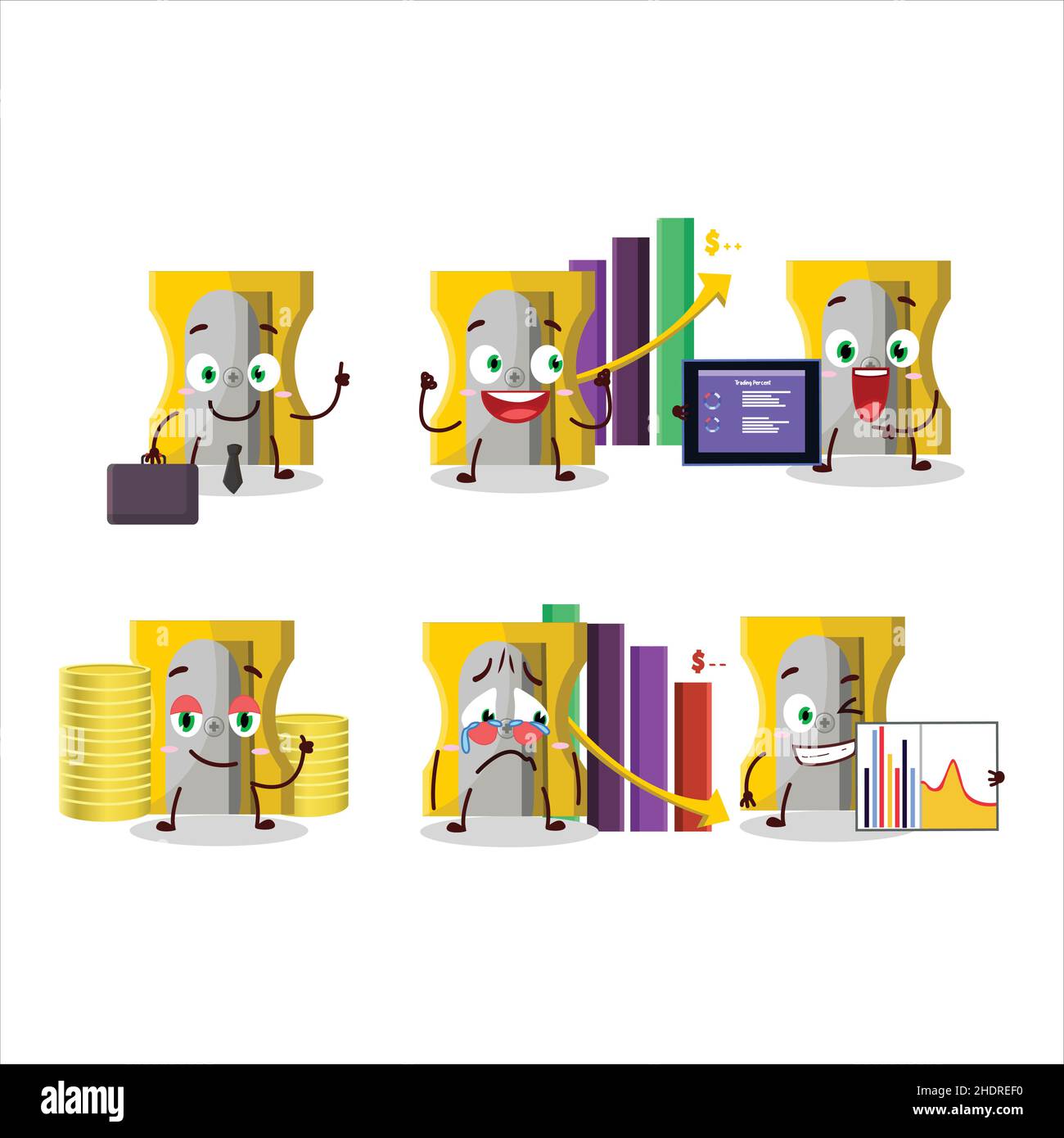 Yellow pencil sharpener character designs as a trader investment mascot ...