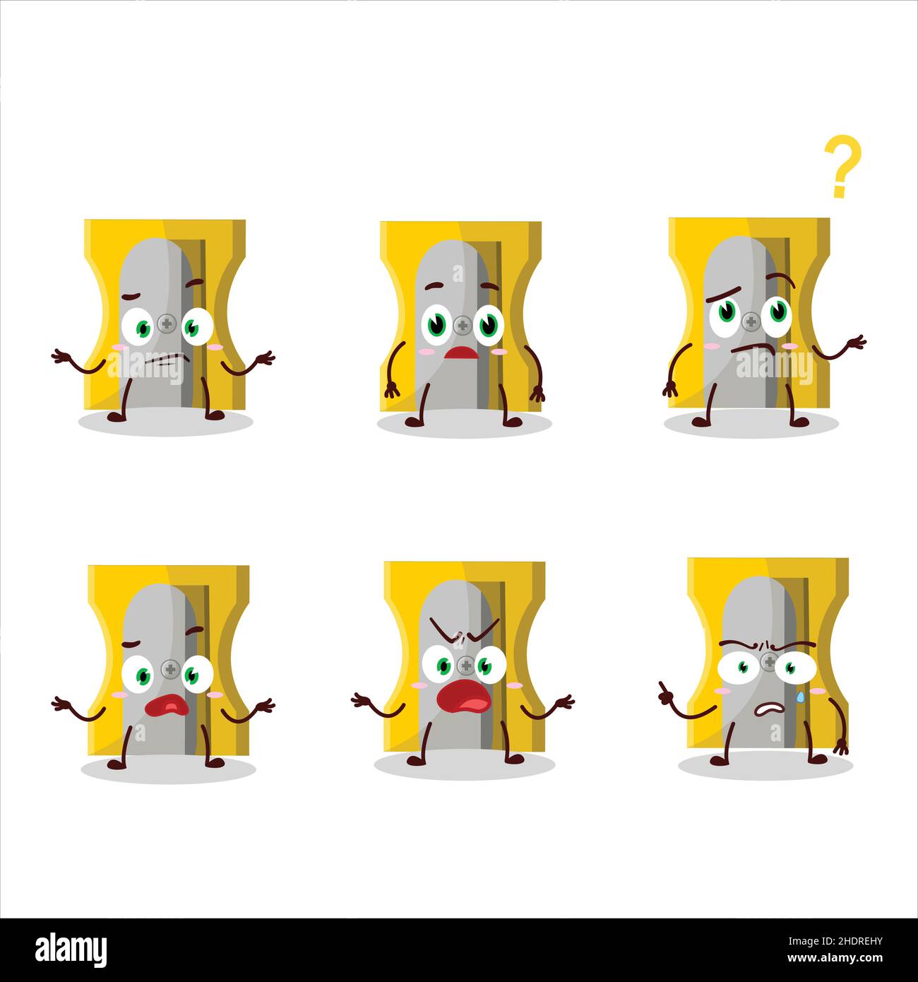 Cartoon character of yellow pencil sharpener with what expression ...