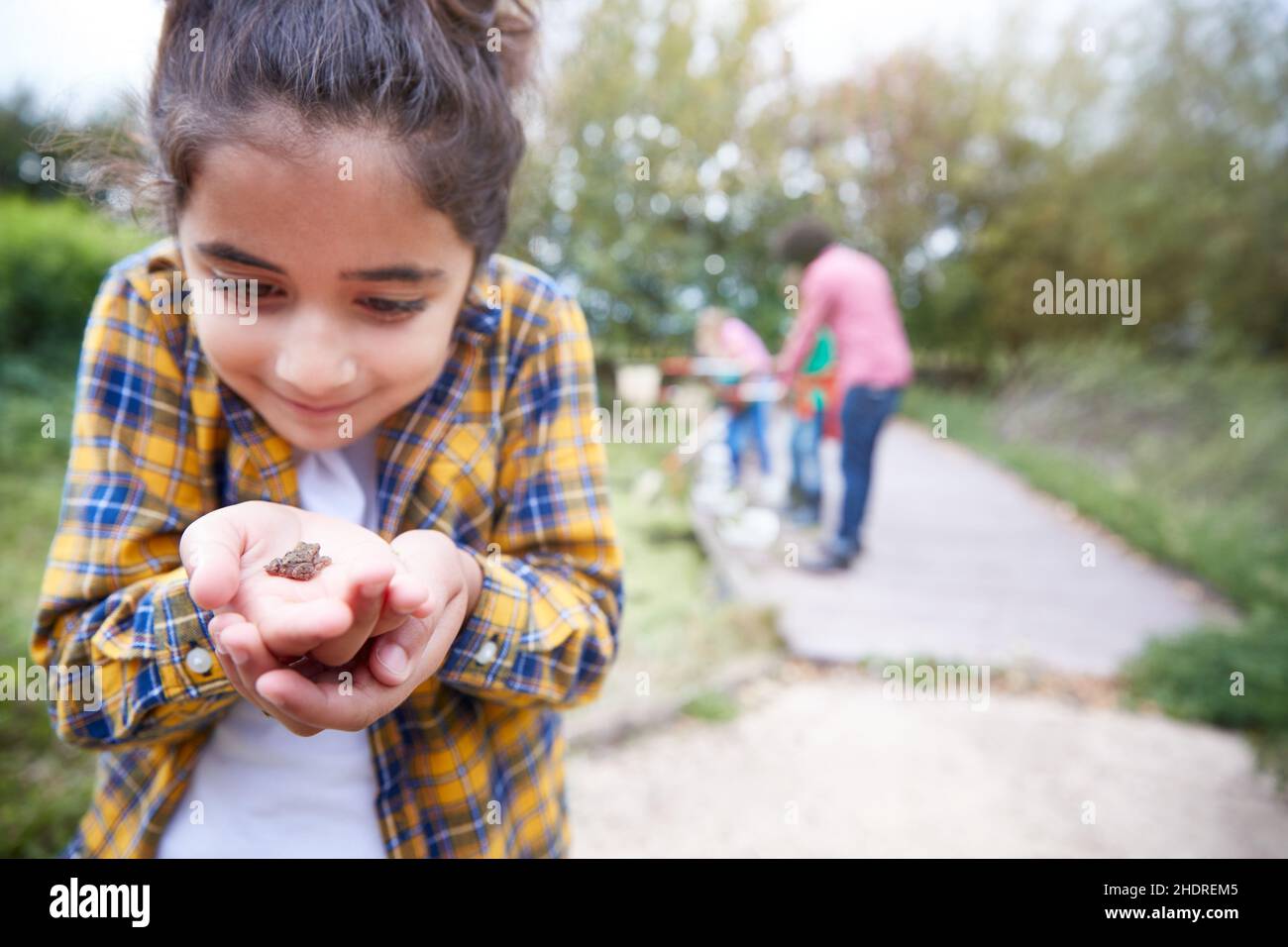 girl, frog, curiosity, girls, frogs, curiosities Stock Photo - Alamy