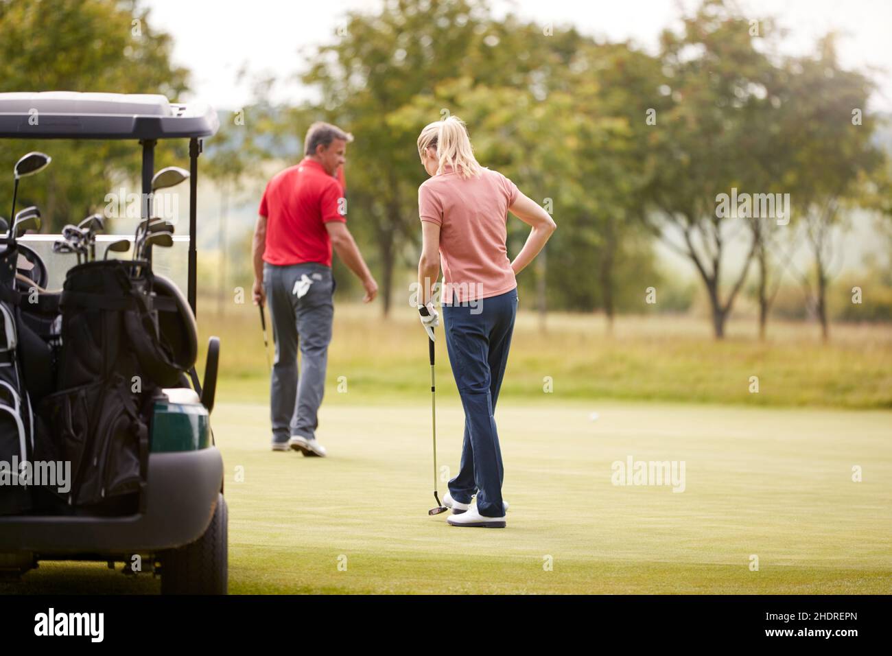 couple, golf course, golfer, pairs, golf courses, golfers Stock Photo ...