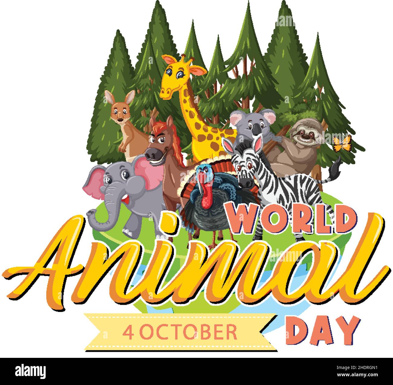 World Animal Day logo with african animals illustration Stock Vector ...