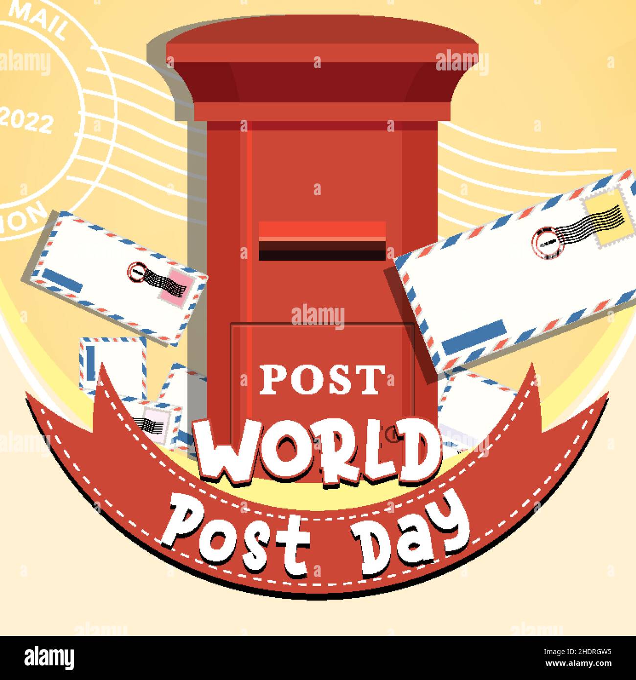 World Post Day logo with post box and envelope illustration Stock ...