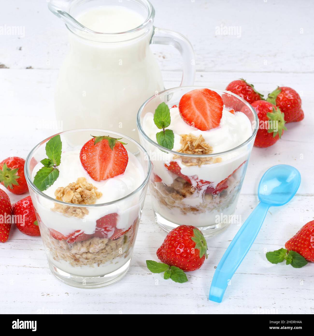 yogurt, strawberry yoghurt, strawberry yoghurts Stock Photo - Alamy