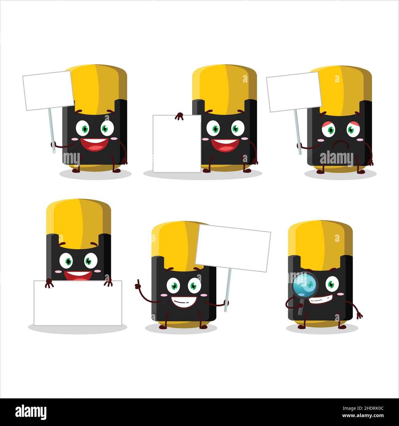 Yellow highlighter cartoon character bring information board. Vector ...