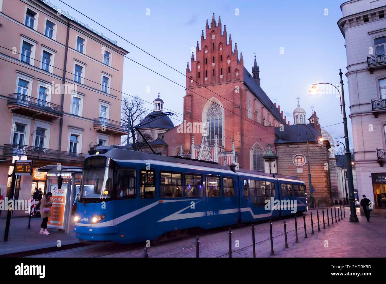 KRAKOW, POLAND - NOVEMBER 4, 2021: Trams on the streets of Krakow are ...