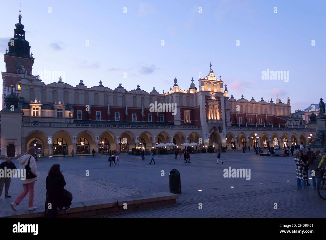 KRAKOW, POLAND - NOVEMBER 4, 2021: On the main square of Krakow in the ...