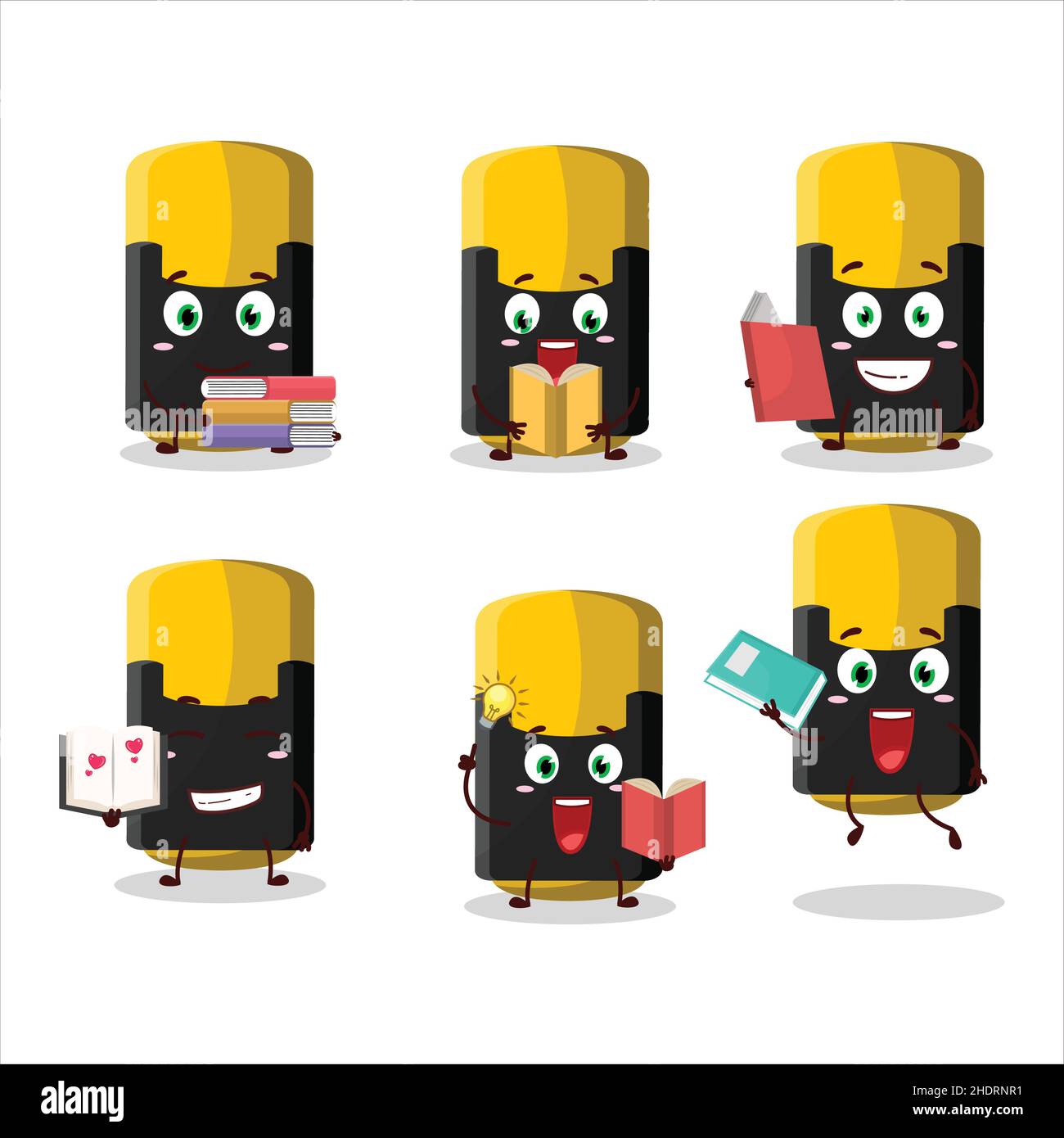 A picture of yellow highlighter cartoon character concept reading an ...