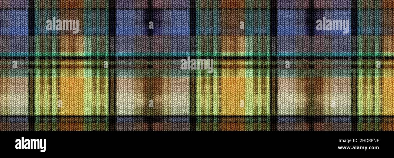 Classic winter tartan knit wool plaid seamless edging border. Retro ...
