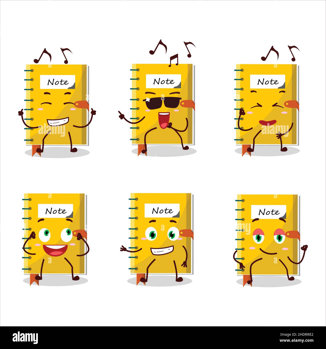 An image of note book dancer cartoon character enjoying the music ...