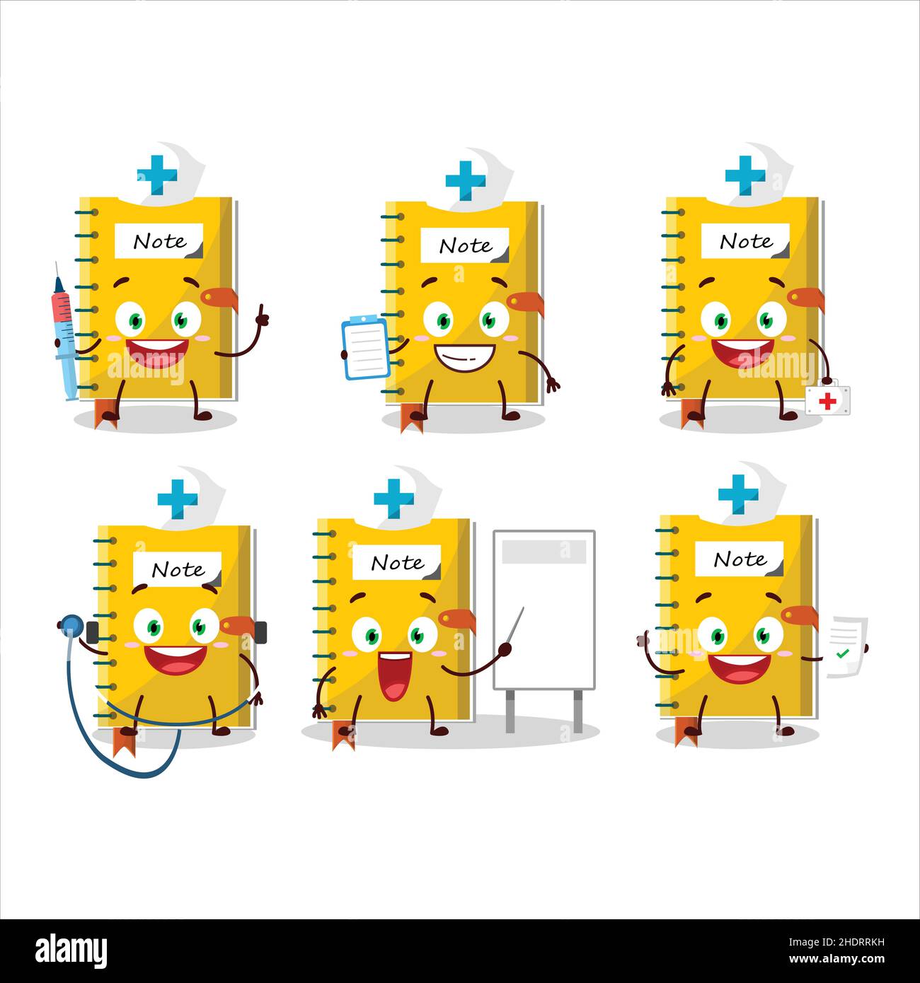 Doctor profession emoticon with note book cartoon character. Vector ...