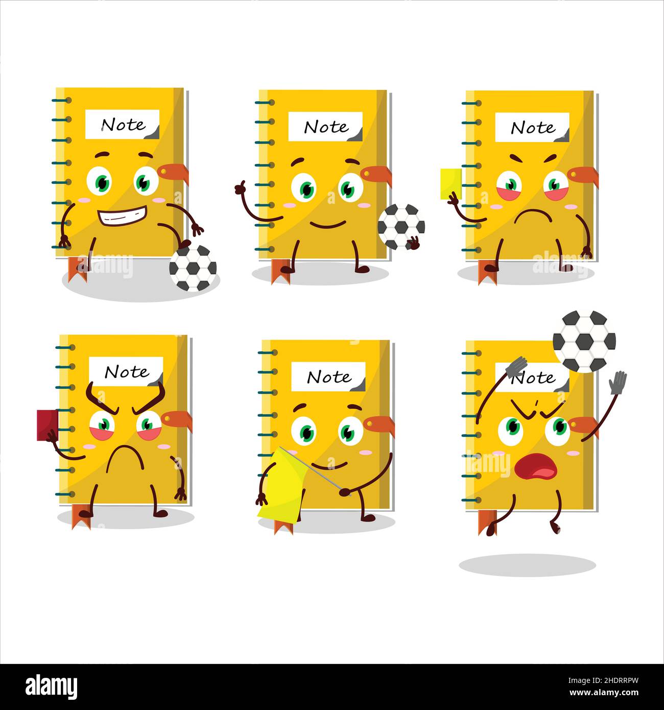 Note book cartoon character working as a Football referee. Vector ...