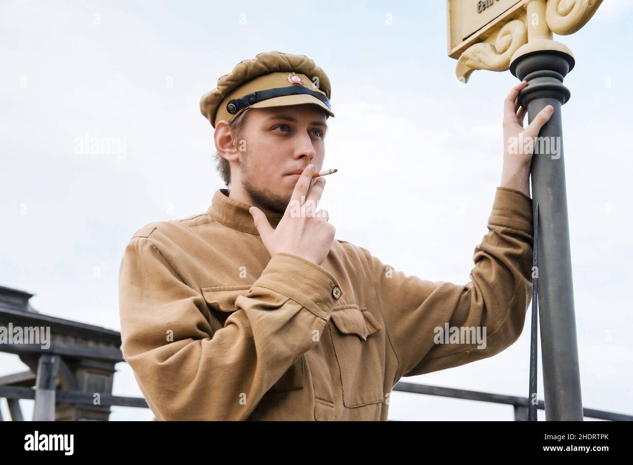 Man army uniform smoking hi-res stock photography and images - Alamy