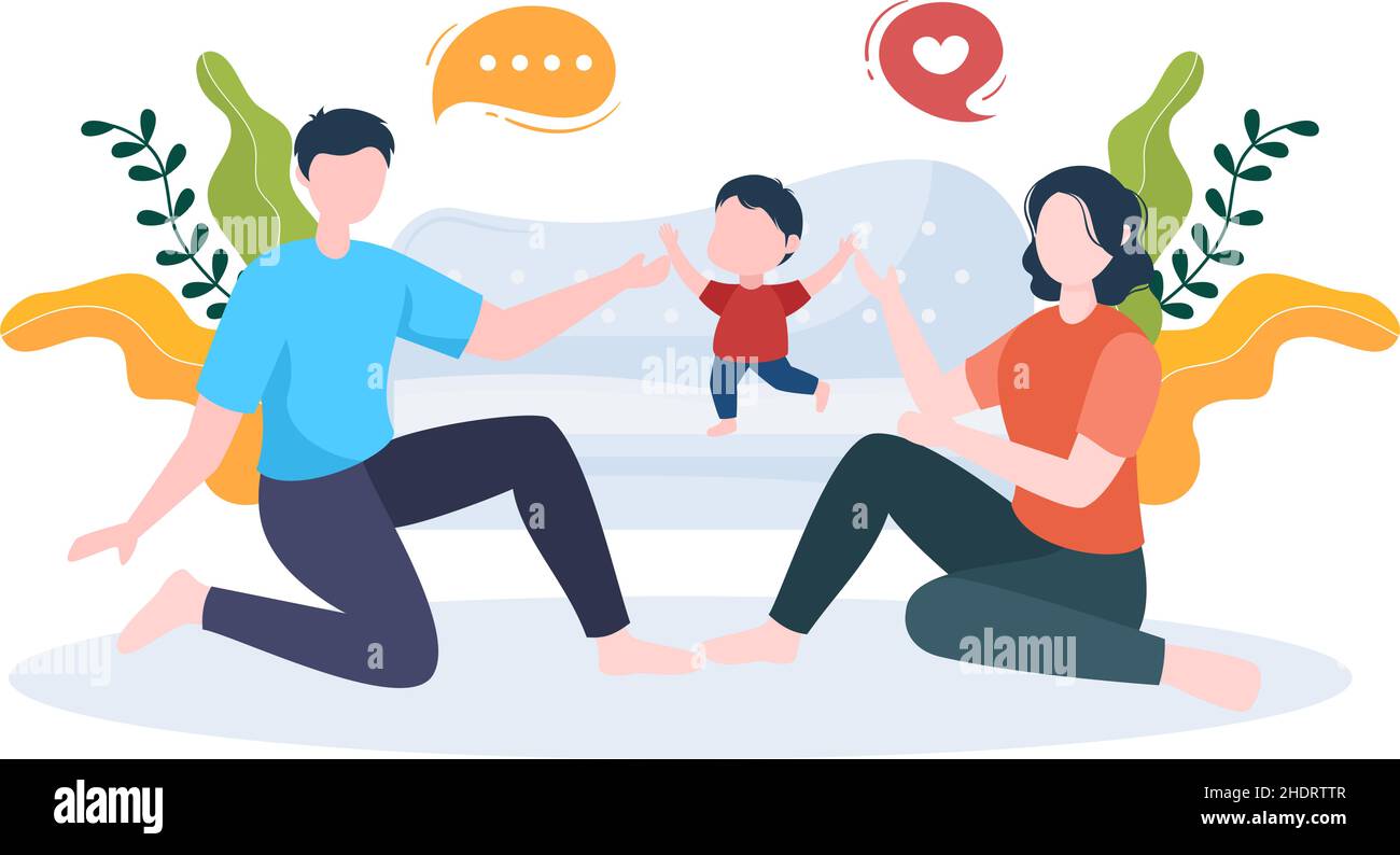 Family Time Parents and Children Illustration Stock Vector Image & Art ...