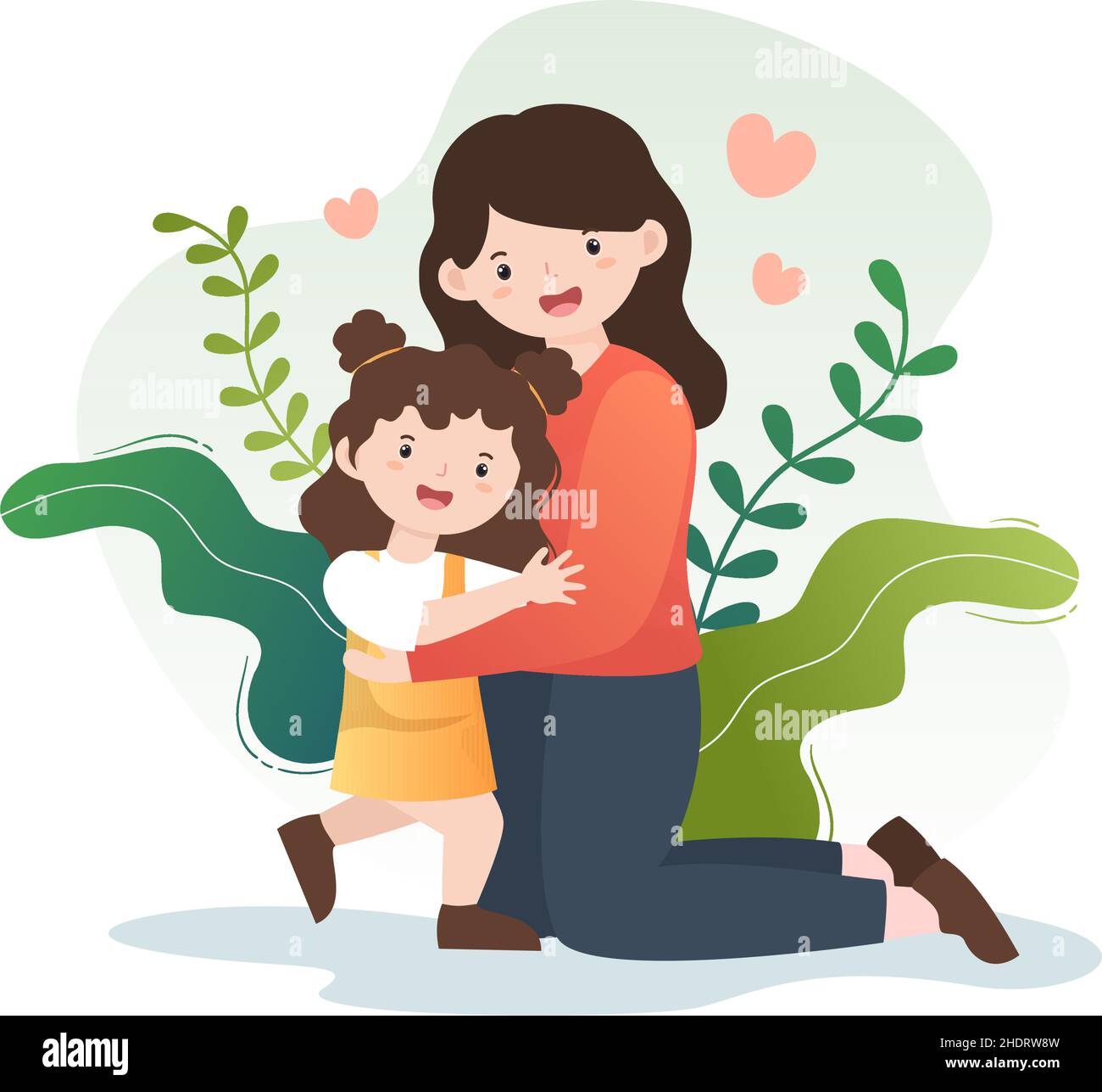 Kids Hugging Parents Cartoon