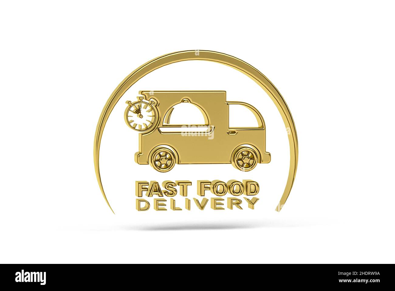 Golden 3d food delivery icon isolated on white background - 3d render ...