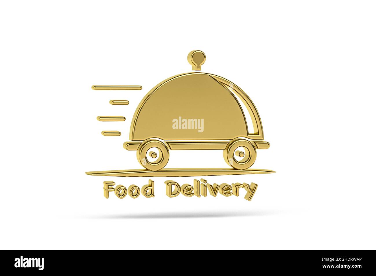 Golden 3d food delivery icon isolated on white background - 3d render ...